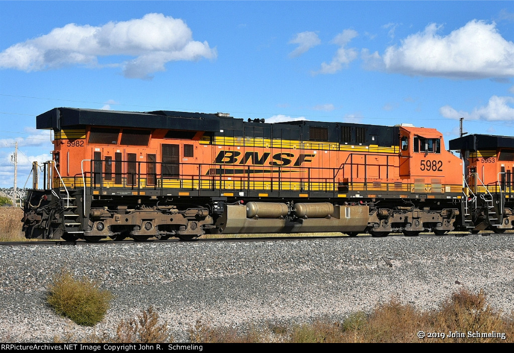 BNSF 5982 (ES44AC) Eastbound at Morrill NE. 10/05/2019